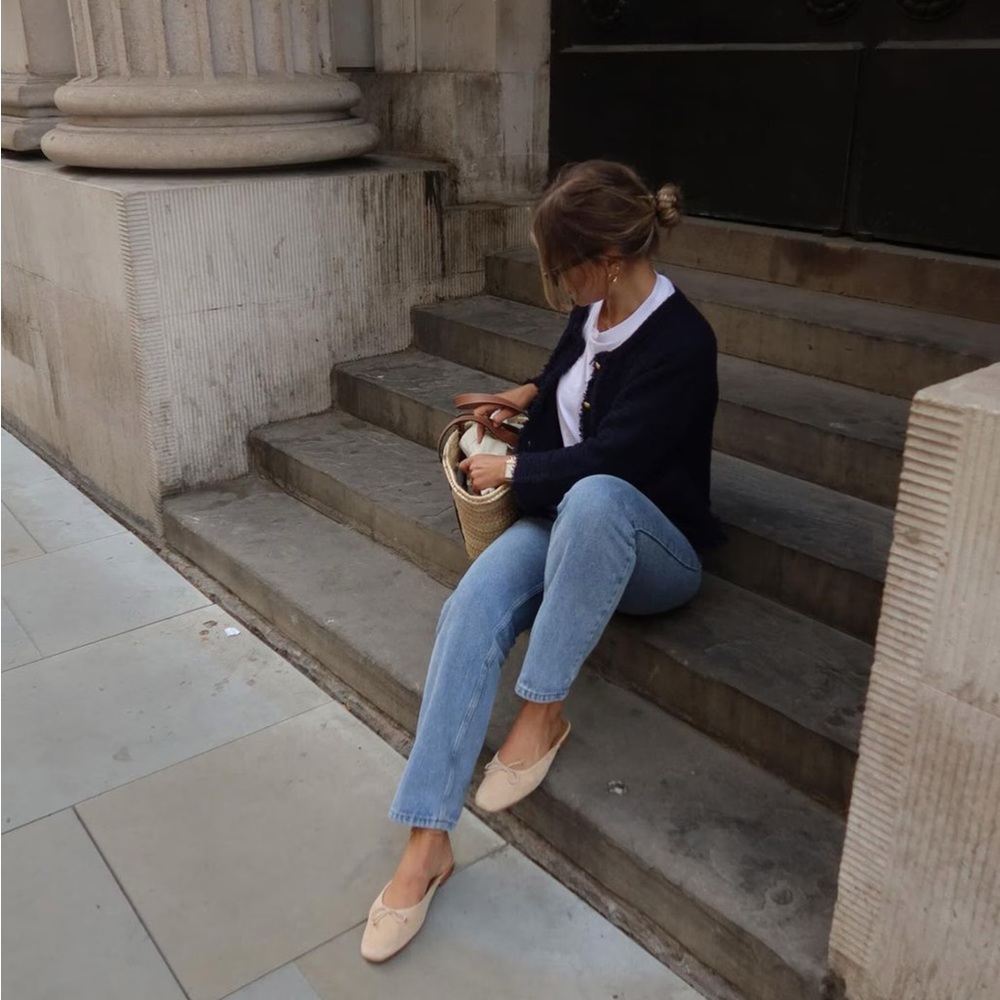 Flattered Malva Suede Backless Ballet Pumps - Gem